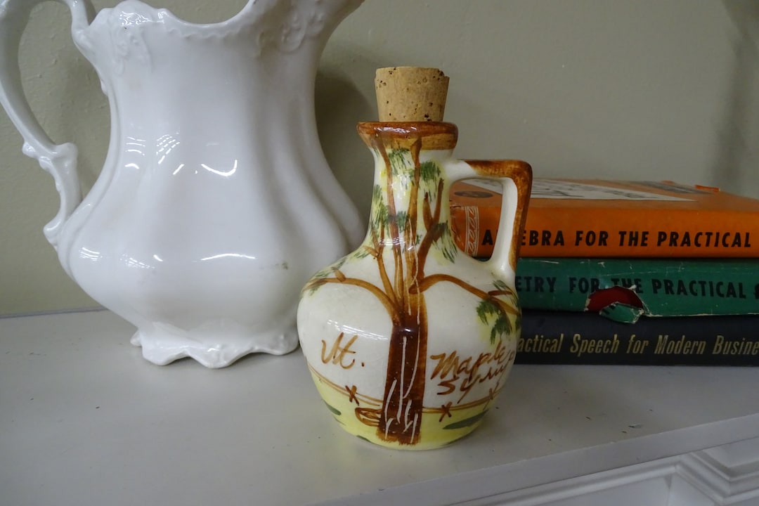 Vintage Hand Painted Ceramic Vermont Maple Syrup Jug, Mid-century ...