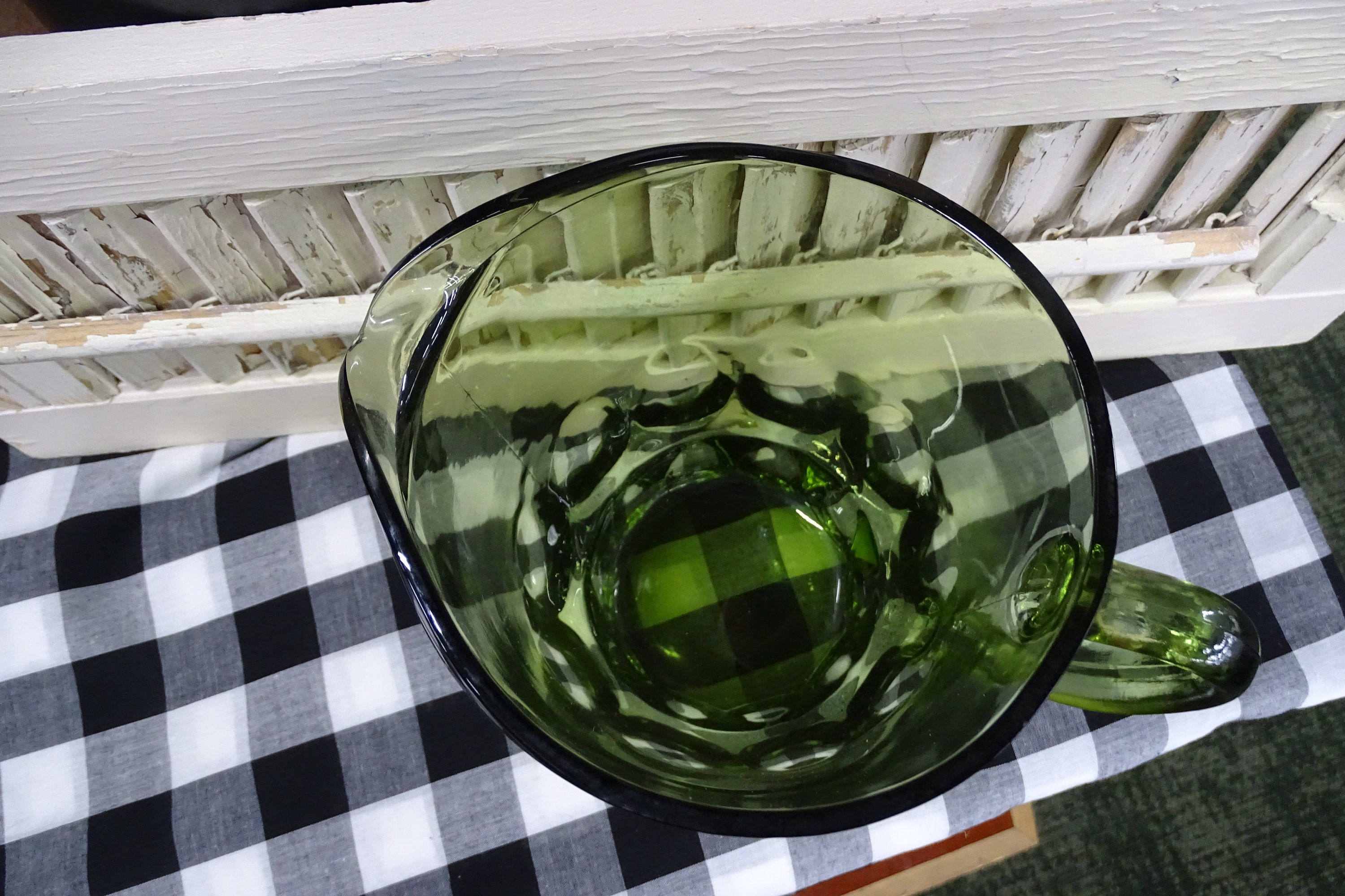 Vintage Green Glass Thumbprint Viking Pitcher — Warmth & Cheer ...