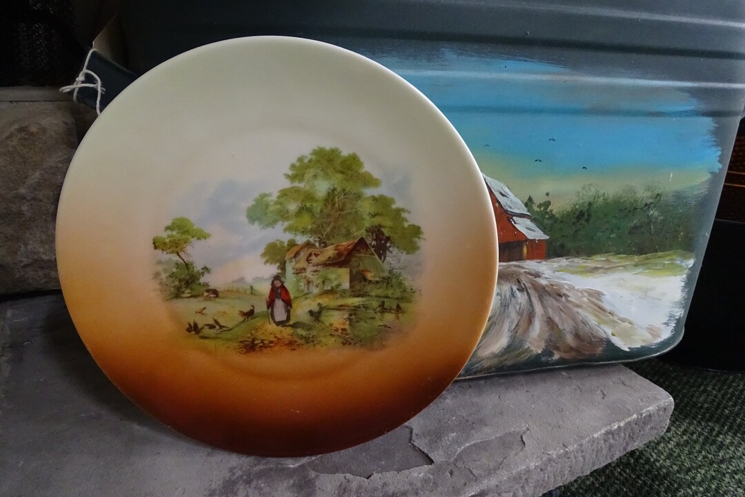 Antique Zeh Scherzer Bavaria Plate: Hand-painted Pastoral Cottage Scene ...