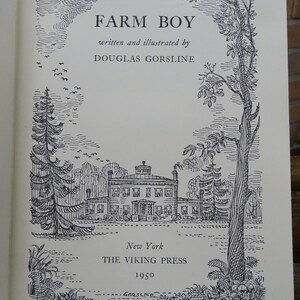 1950 First Edition farm Boy Written & Illustrated by Douglas Gorsline ...