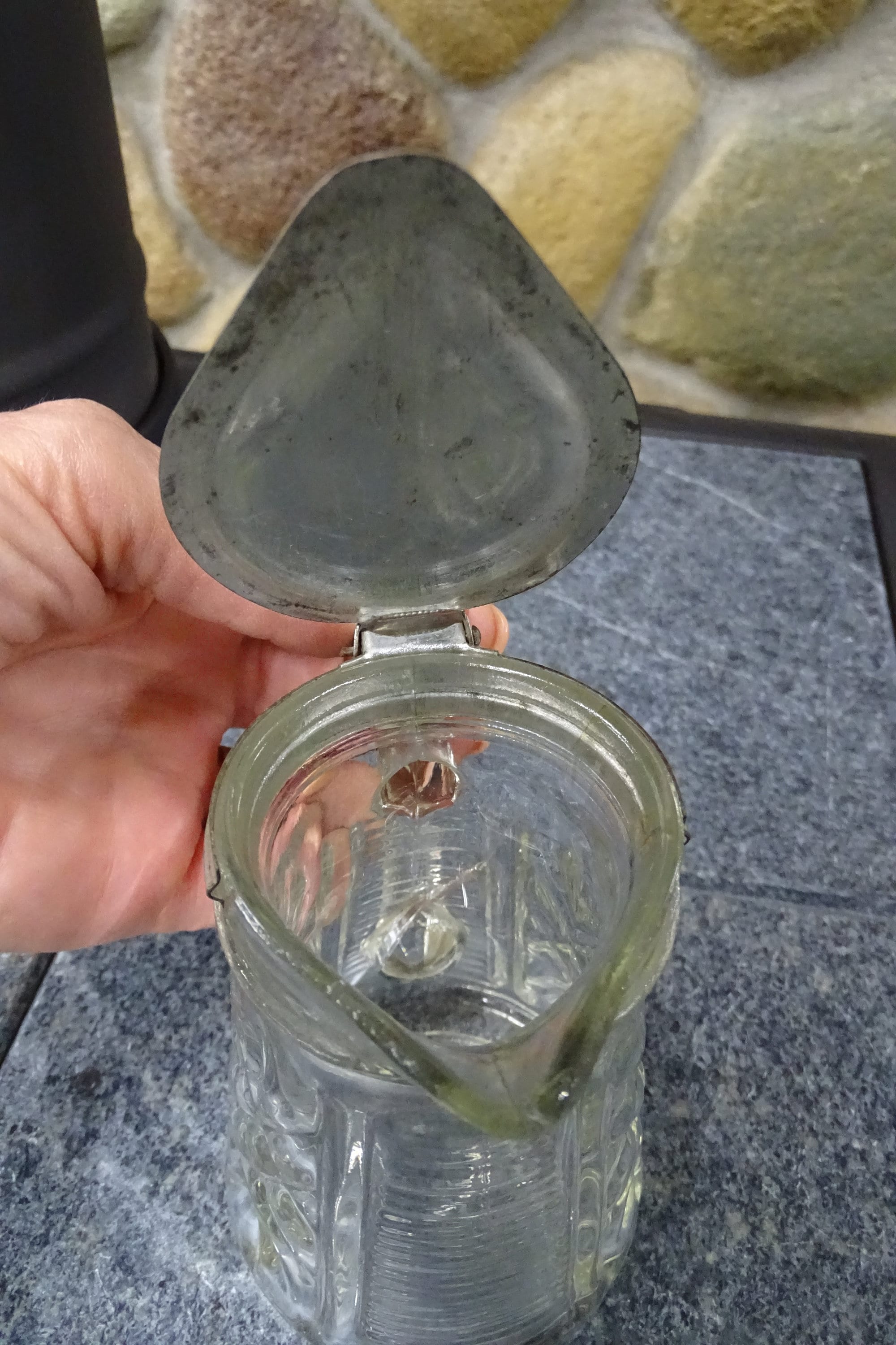 Vintage Pressed Glass Syrup Jar With Tin Lid Retro Pressed - Etsy