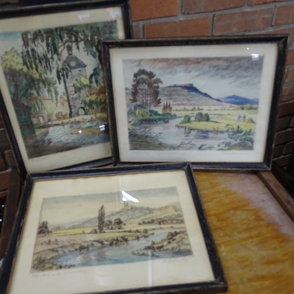 Hand Colored Etching - Etsy