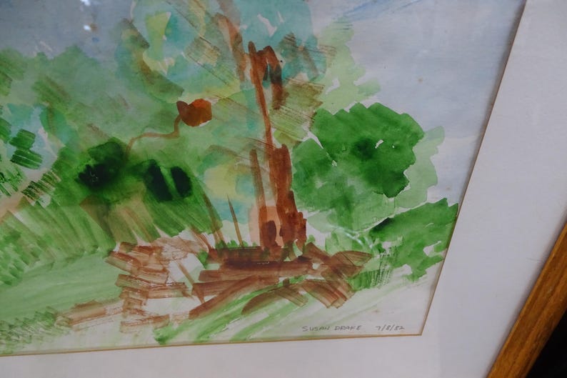 Vintage Susan Drake Pastel Chalk Tree Painting, Framed Original Art - Etsy