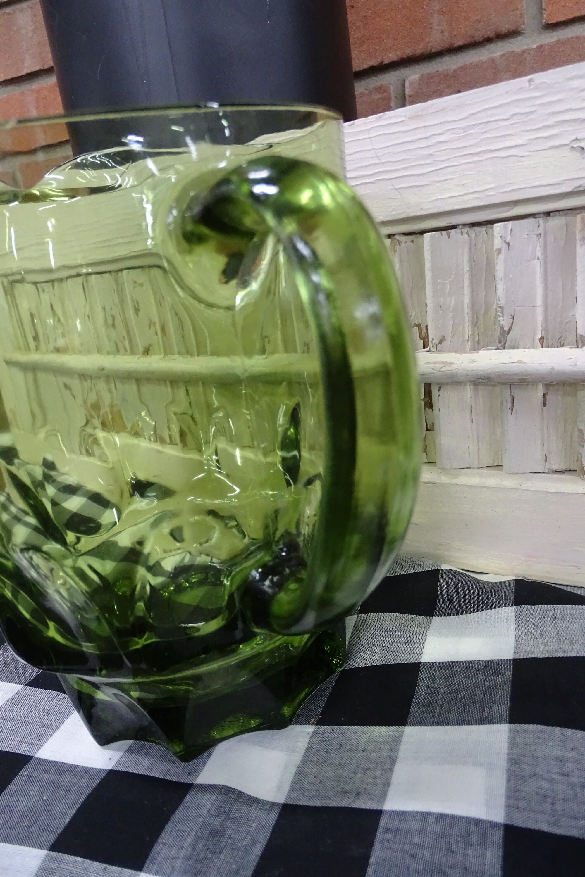 Vintage Green Glass Thumbprint Viking Pitcher — Warmth & Cheer ...