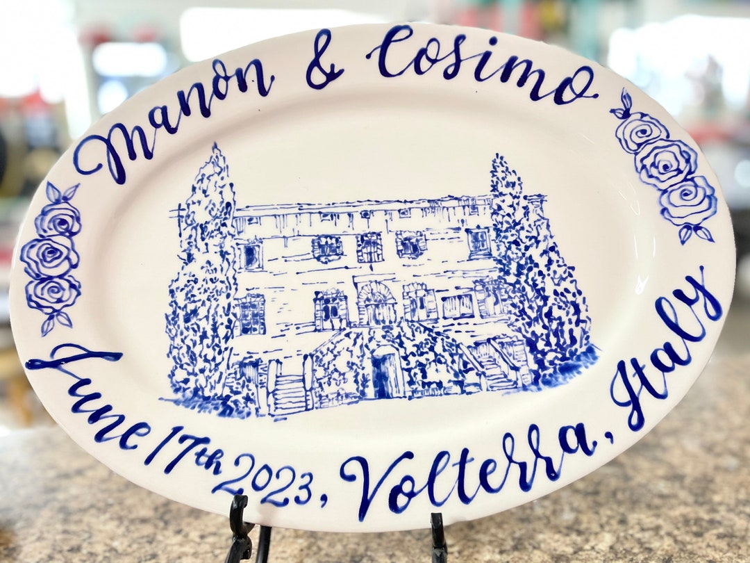 Custom House Portrait Platter, First Home, Wedding, Anniversary Gift - Etsy