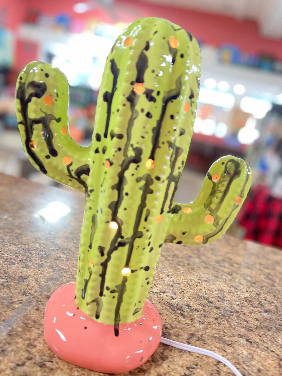Ceramic Light up Modern Cactus Lamp Tree Vintage 10.5 Inches Holiday ...