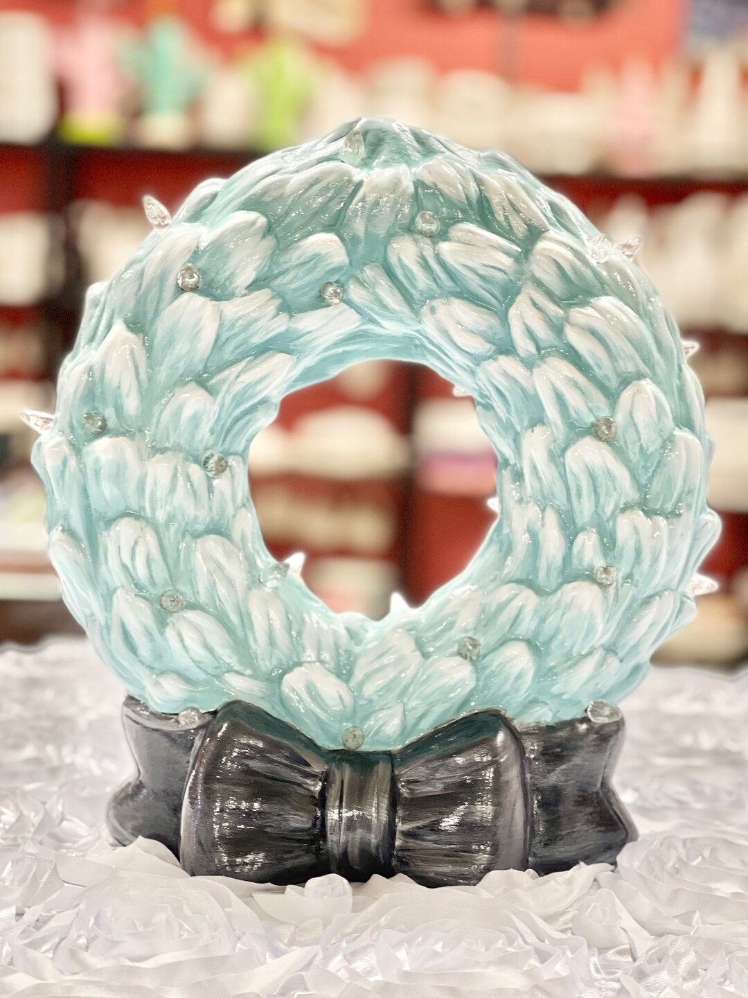 Ceramic Light up Christmas Wreath 11.25 Inches With Plug in Lights Kits ...