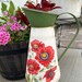 Decoupage Decorated Galvanized Metal Pitcher, Tabletop Accent, Country ...