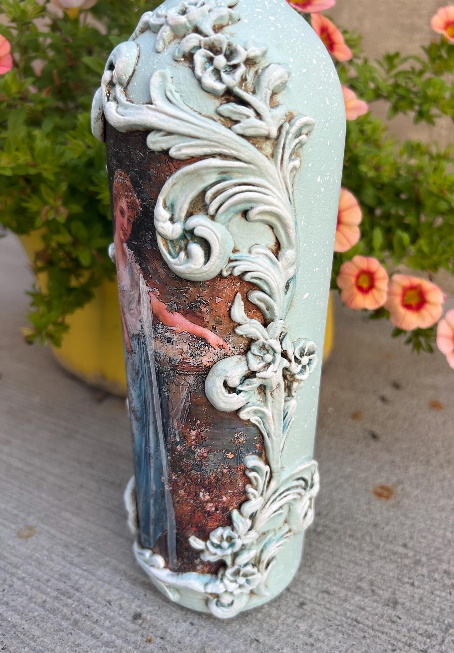 Handcrafted Decoupaged Bottle: Vintage Lady Shabby Chic Home Decor - Etsy