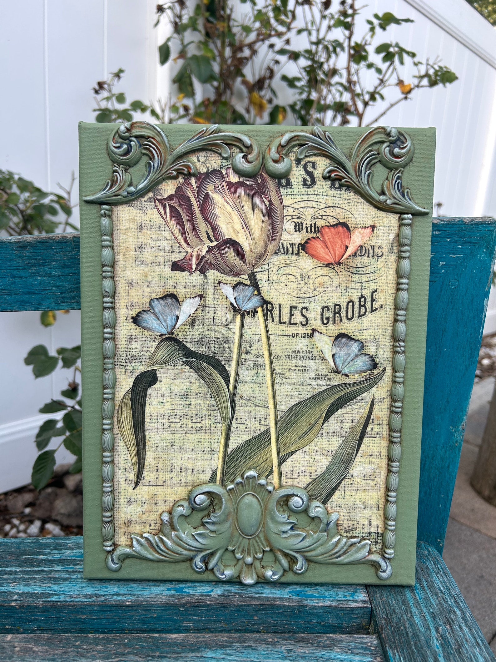 Handcrafted, Vintage Style Canvas Decoupage, Wall Decor, Decoupage Wall ...