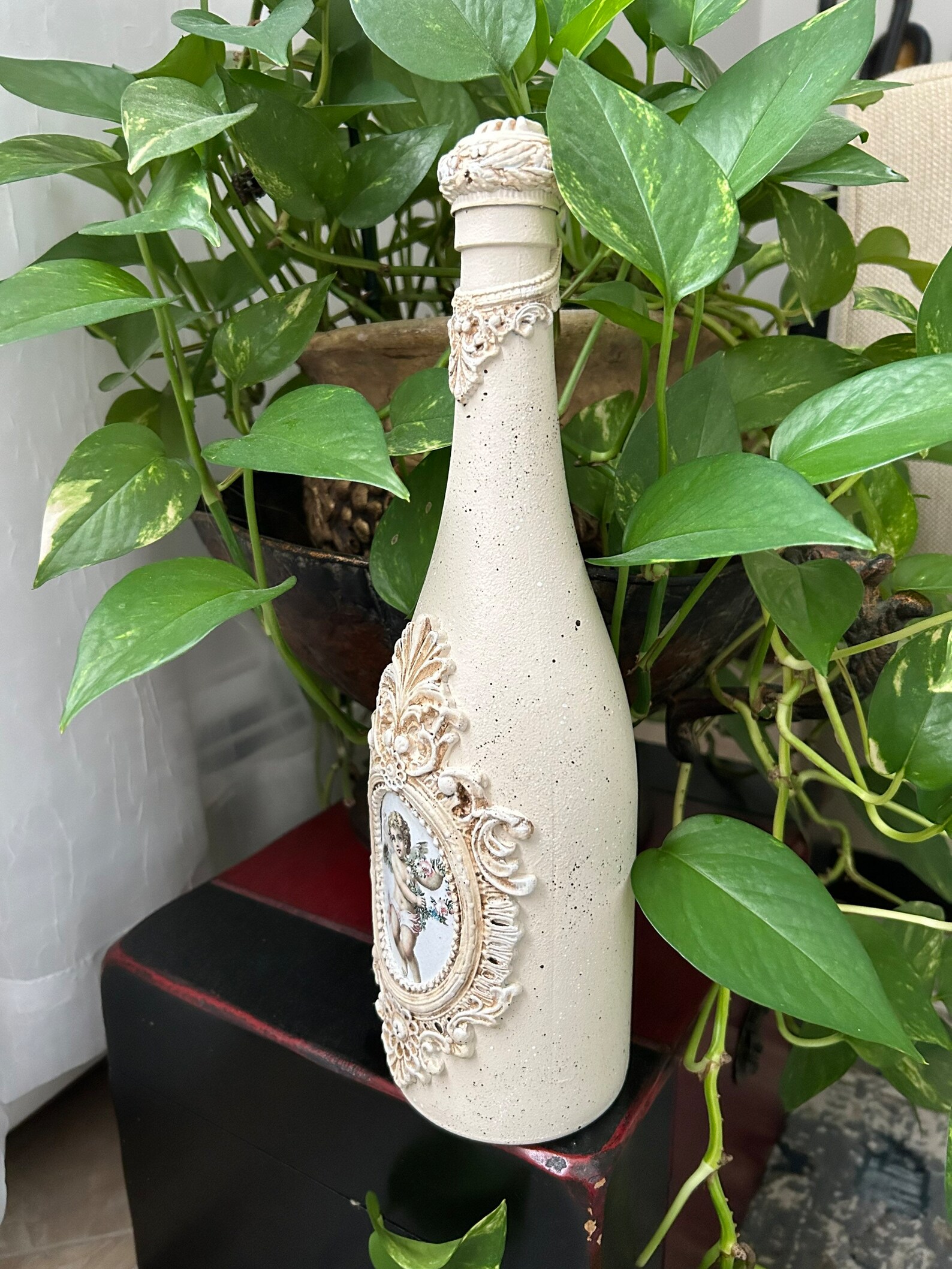Handcrafted Decoupaged Angel Bottle: Shabby Chic Home Decor - Etsy