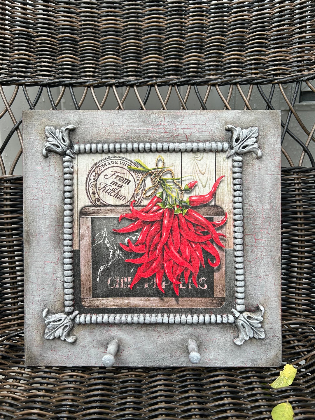 Shabby Chic Kitchen Wall Hanger: Red Pepper Decor, Towel and Key Holder ...