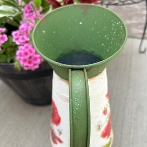 Decoupage Decorated Galvanized Metal Pitcher, Tabletop Accent, Country ...