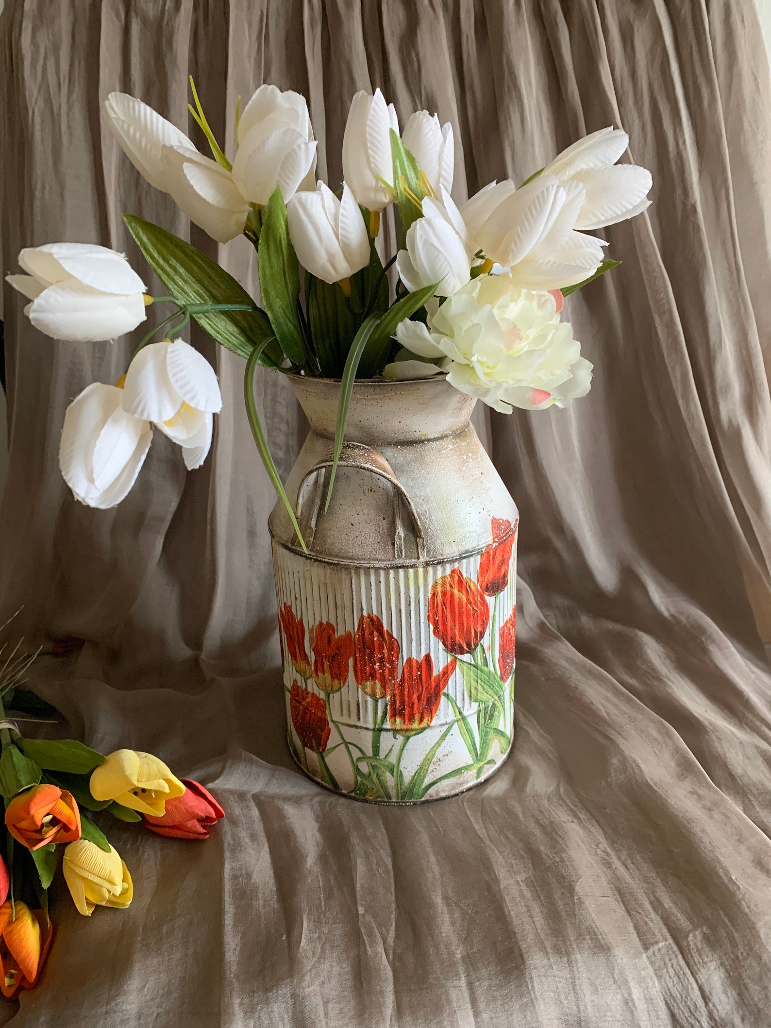 Hand Painted Decoupage Galvanized Bucket Tabletop Accent - Etsy