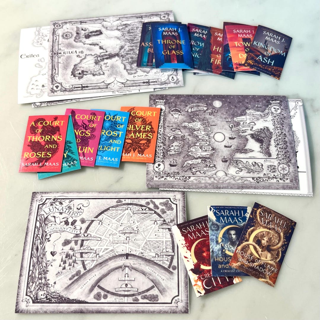 Book Cover and Map Sticker Set Sarah J. Maas, ACOTAR, TOG, Crescent ...