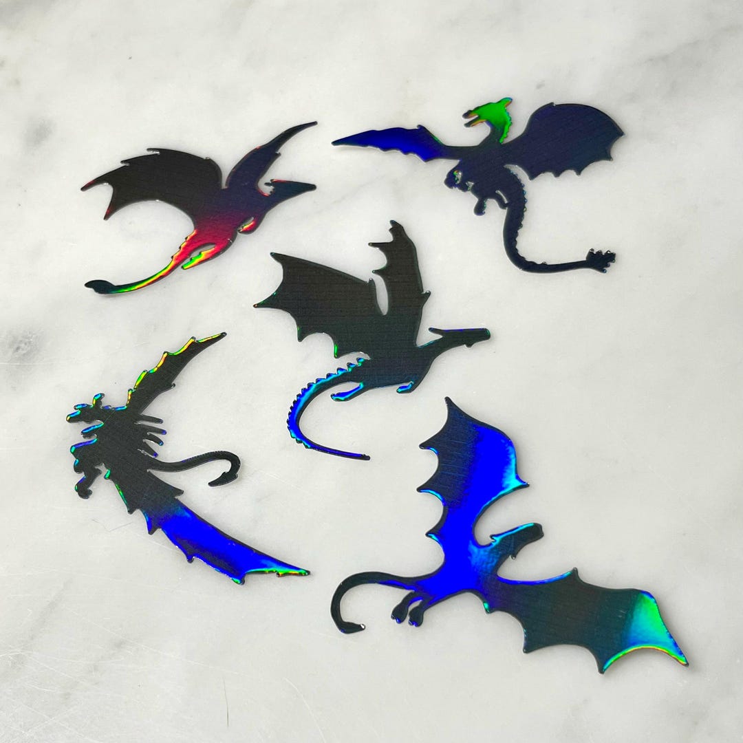 Dragon Sticker Set - 5 Waterproof Holographic Vinyl Stickers - Etsy