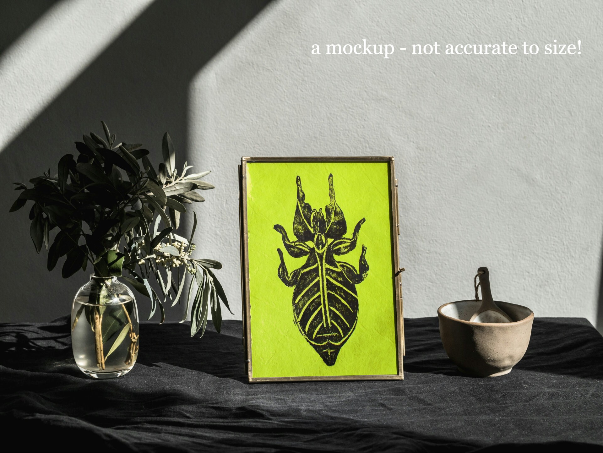 Leaf Insect Lino Print | Insect Linocut, Bug Wall Decor, Handmade ...