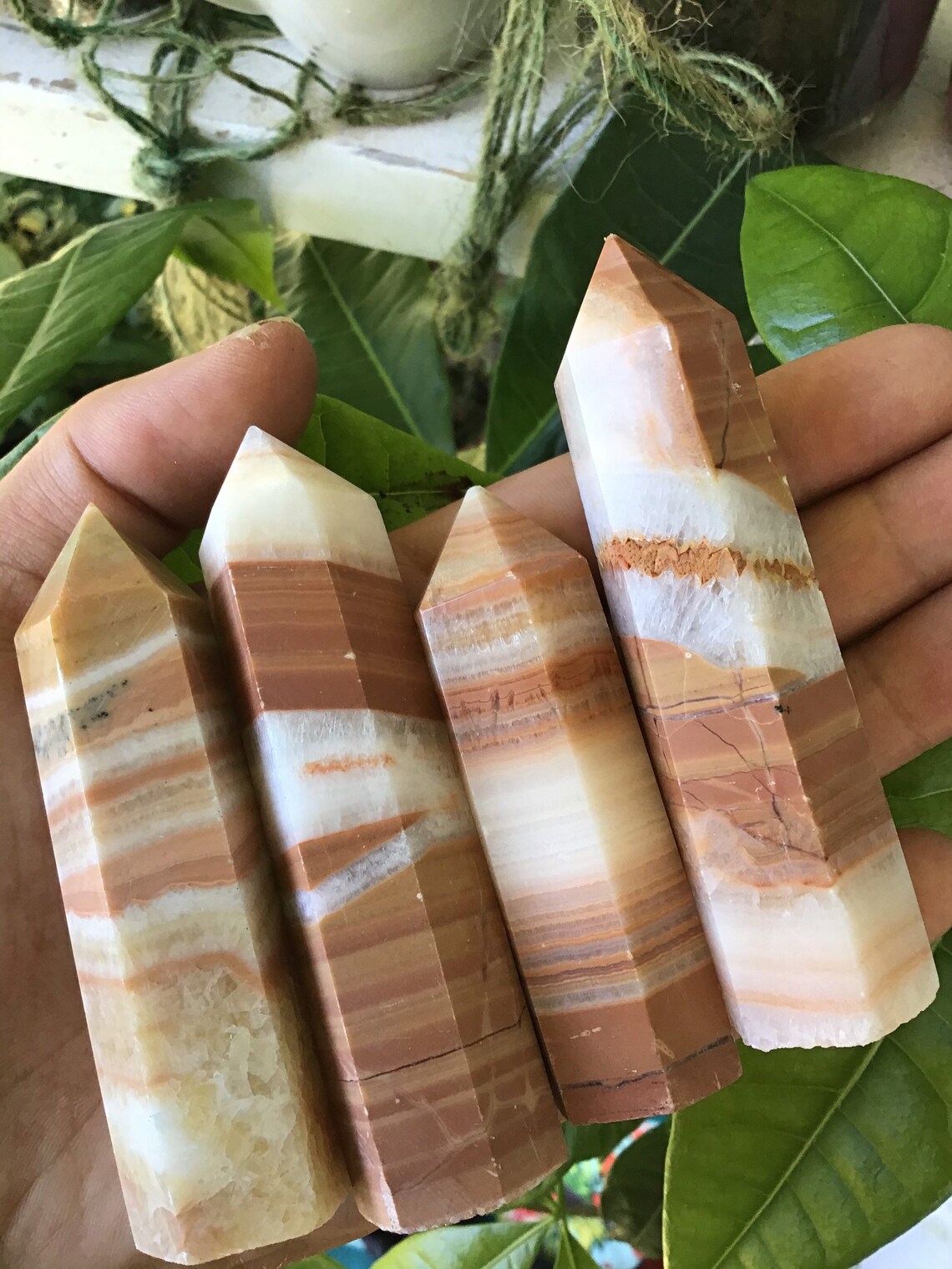 Pork Stone/ Tricolor Calcite/ Rainbow Calcite Towers cleanse | Etsy