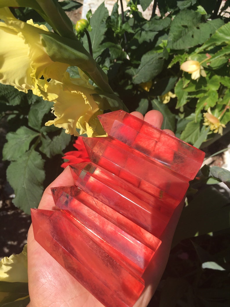 Cherry Red Smelt Quartz Crystal Tower | Etsy