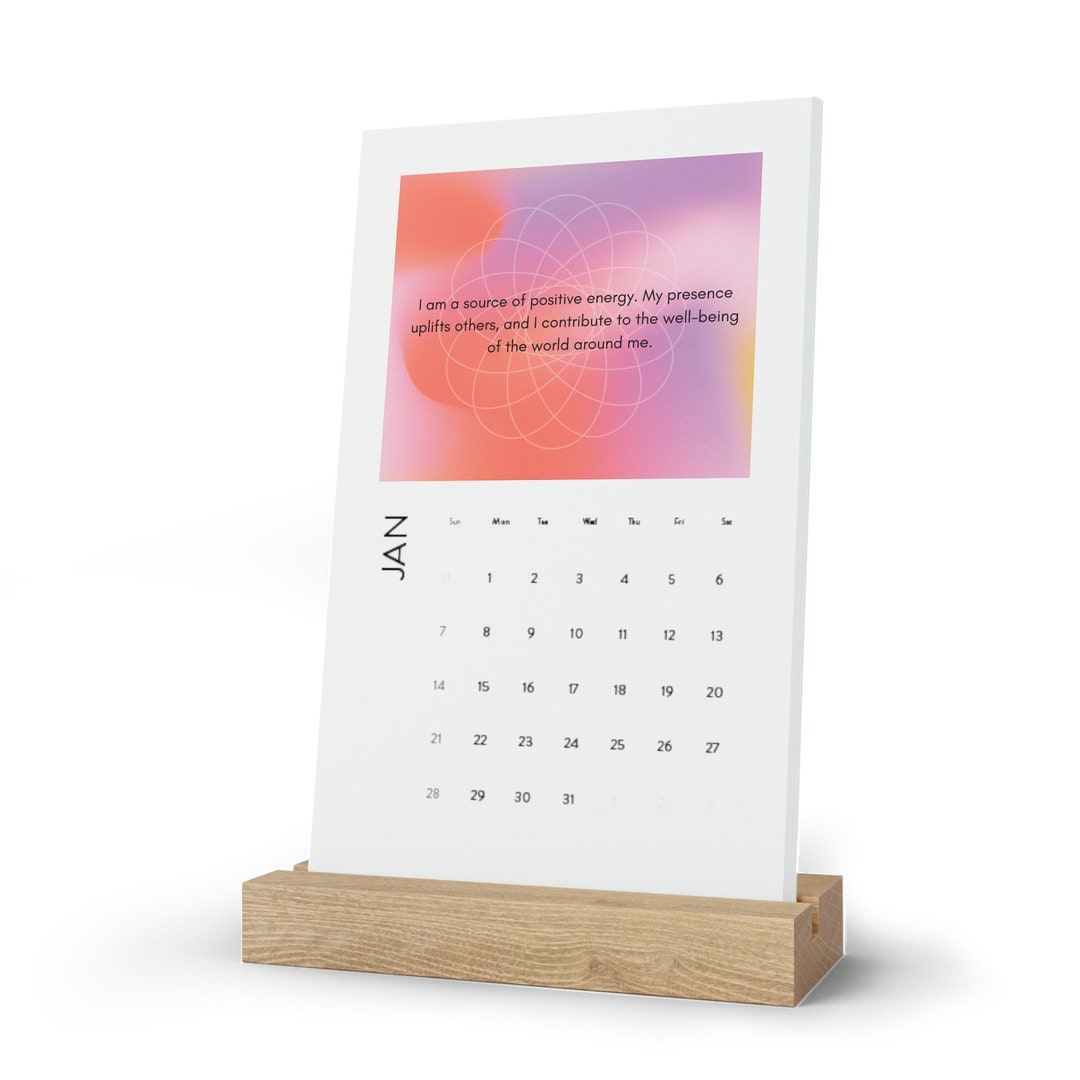 Monthly Affirmation Calendar, Vertical Desk Calendar 2024, Empowering ...