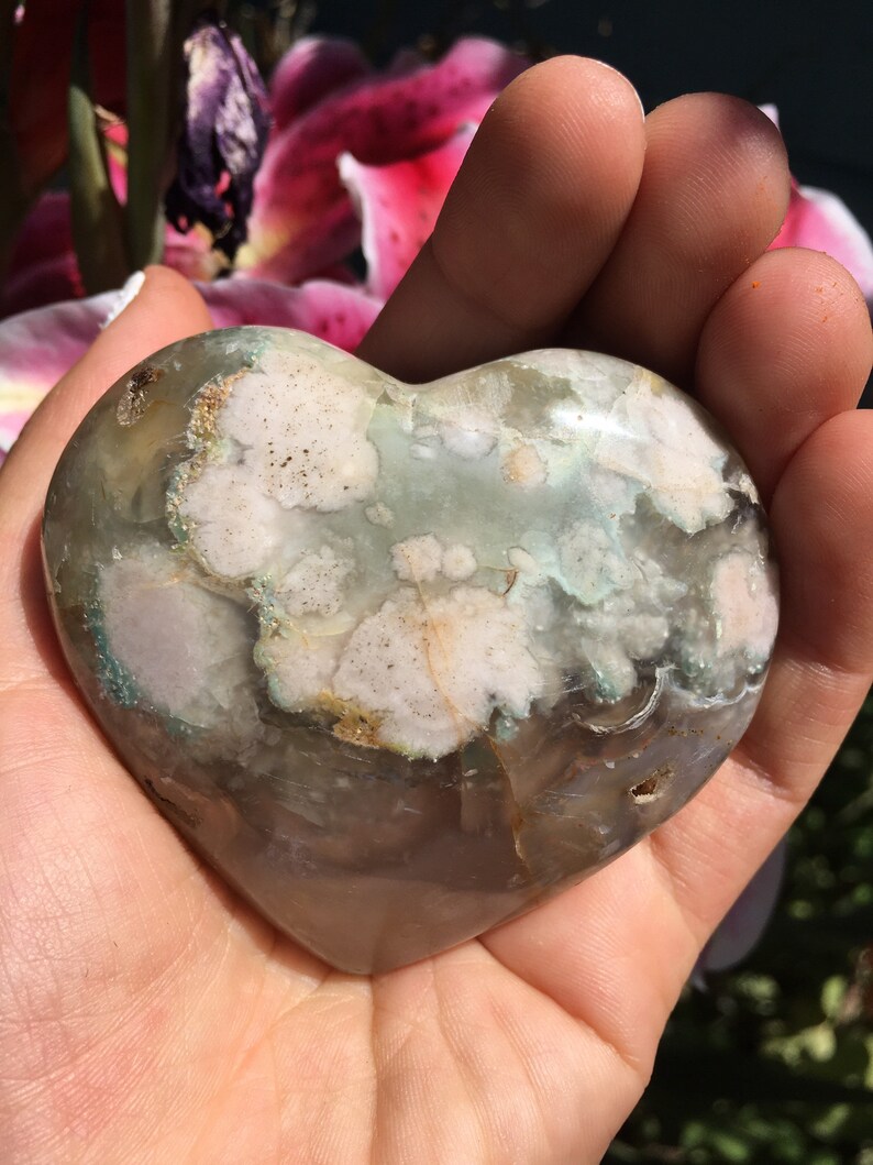 Flower Agate Hearts With Dazzling Druzy for Emotional Balance and ...