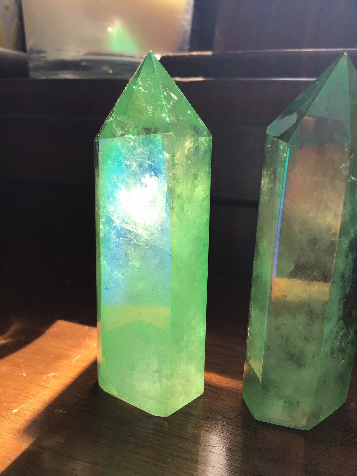Green Aura Quartz Crystal Tower Enhance Love and Energy Flow | Etsy
