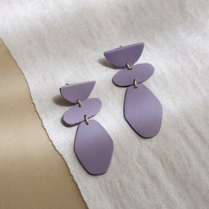 Large Abstract Statement Earrings / Polymer Clay / Organic Shapes ...