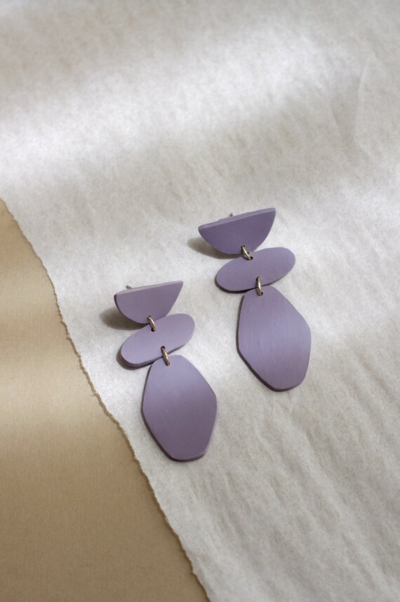 Large Abstract Statement Earrings / Polymer Clay / Organic | Etsy