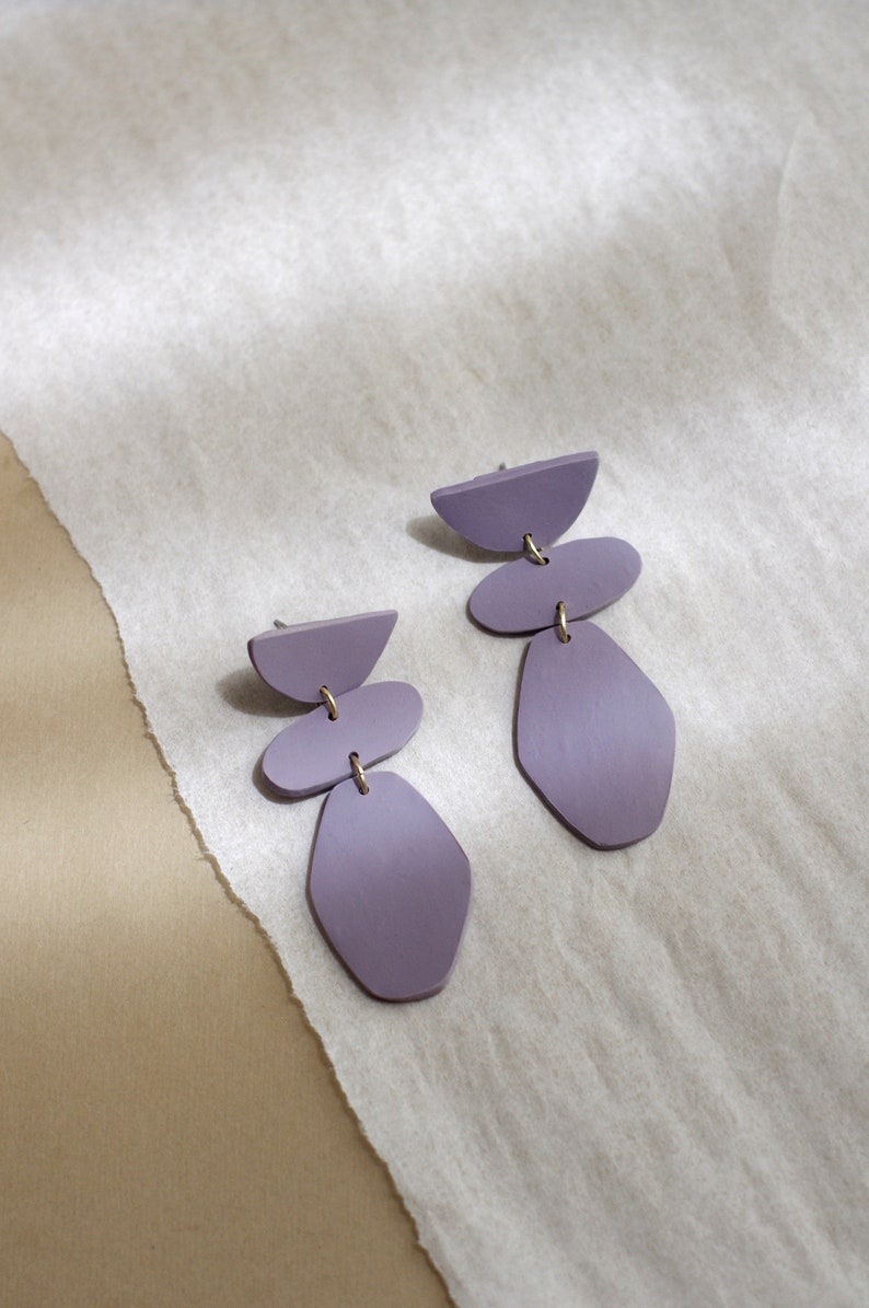 Large Abstract Statement Earrings / Polymer Clay / Organic Shapes ...