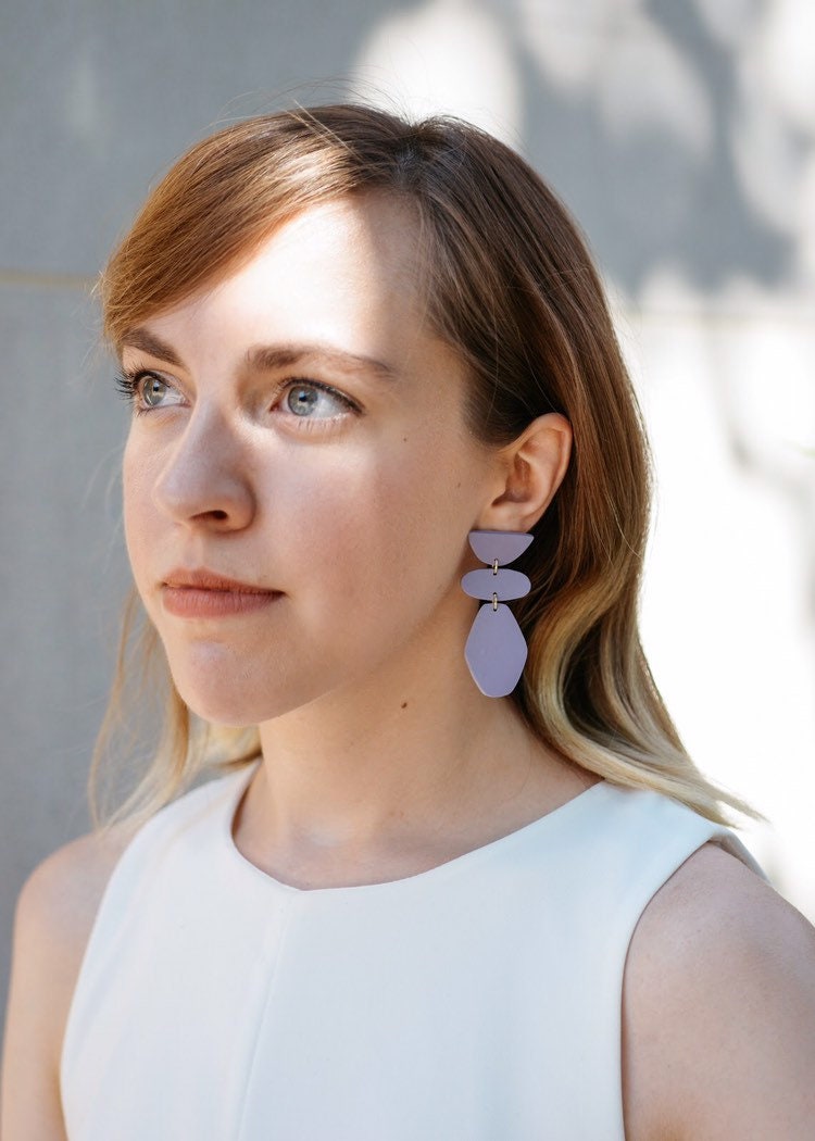 Large Abstract Statement Earrings / Polymer Clay / Organic Shapes ...