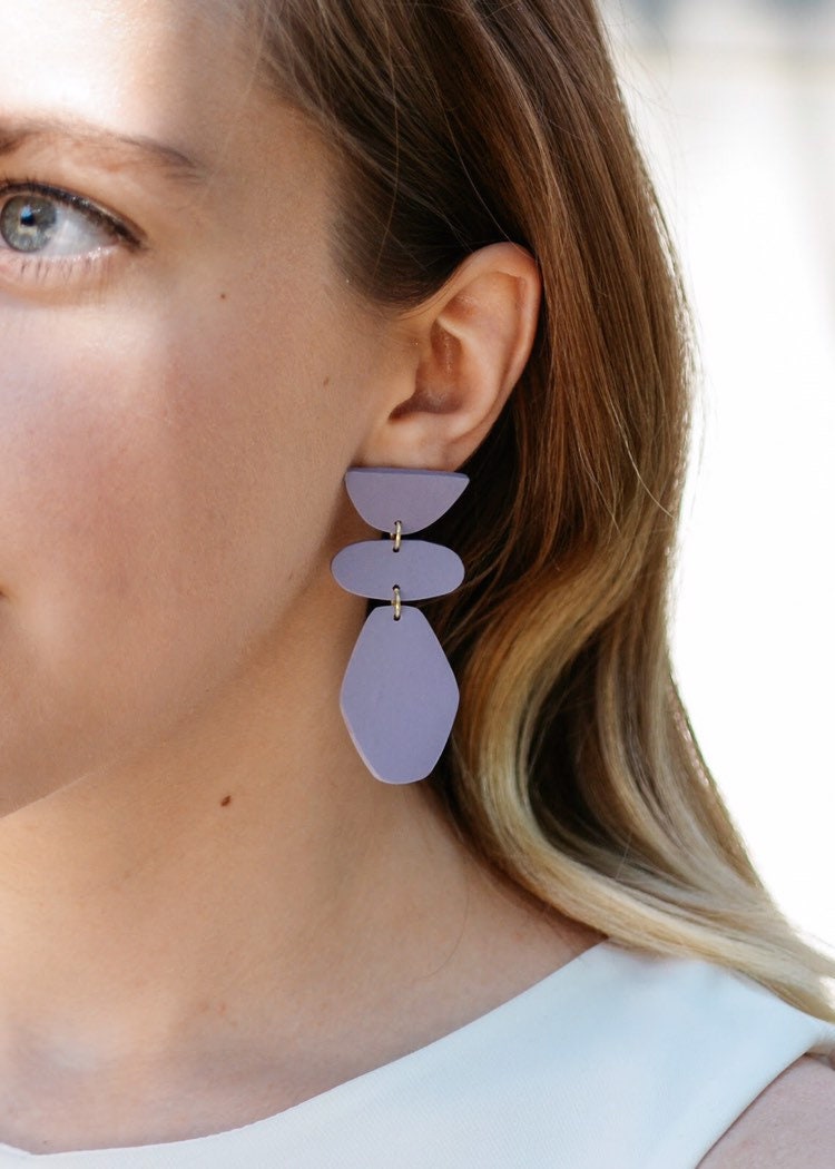 Large Abstract Statement Earrings / Polymer Clay / Organic Shapes ...