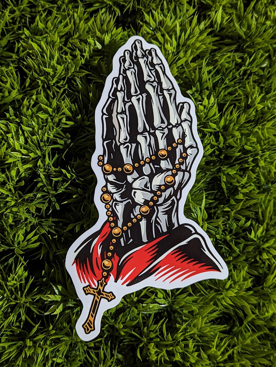 Skeleton Hands Praying Sticker - Blessed - Rosary - Etsy