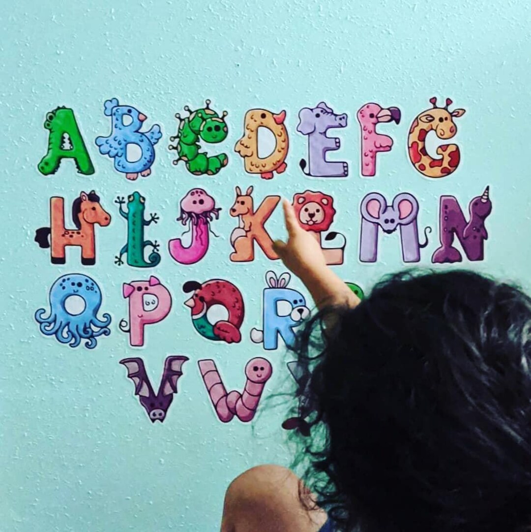 Kids Animal Alphabet - Learning - Cute- Wall Decal - Interactive Decor ...
