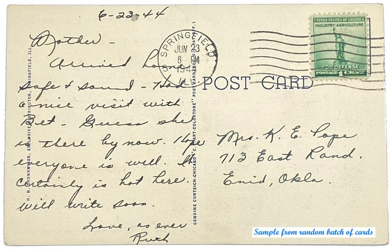 Vintage POSTMARKED Postcards (1900s-1950s) - Etsy