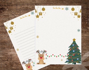 Printable Christmas Stationery Digital Download 2 Pages Instant ...