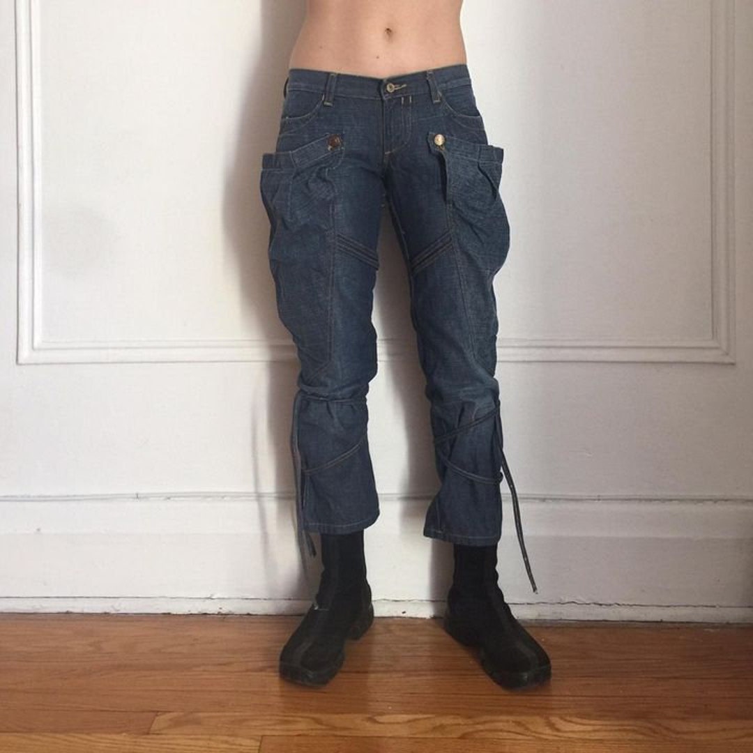 Warp Wrap Jeans Medium Wash Avant Garde Blue Jeans by LTD Fornarina - Etsy