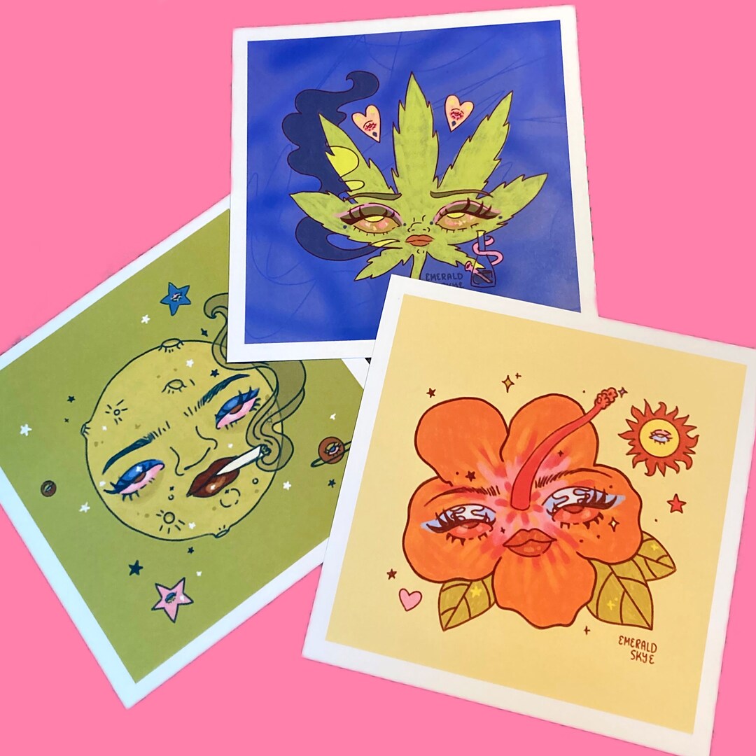 Stoner Art Print Pack, 420 Art, Weed Art, Stoner Home Decor, Stoner ...
