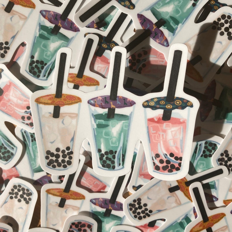 Boba Tea Bubble Tea Trio Matte Vinyl Dye Cut Sticker - Etsy