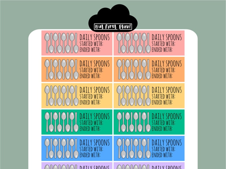 Daily Spoons Tracker Spoonie Planner Stickers for Planners - Etsy
