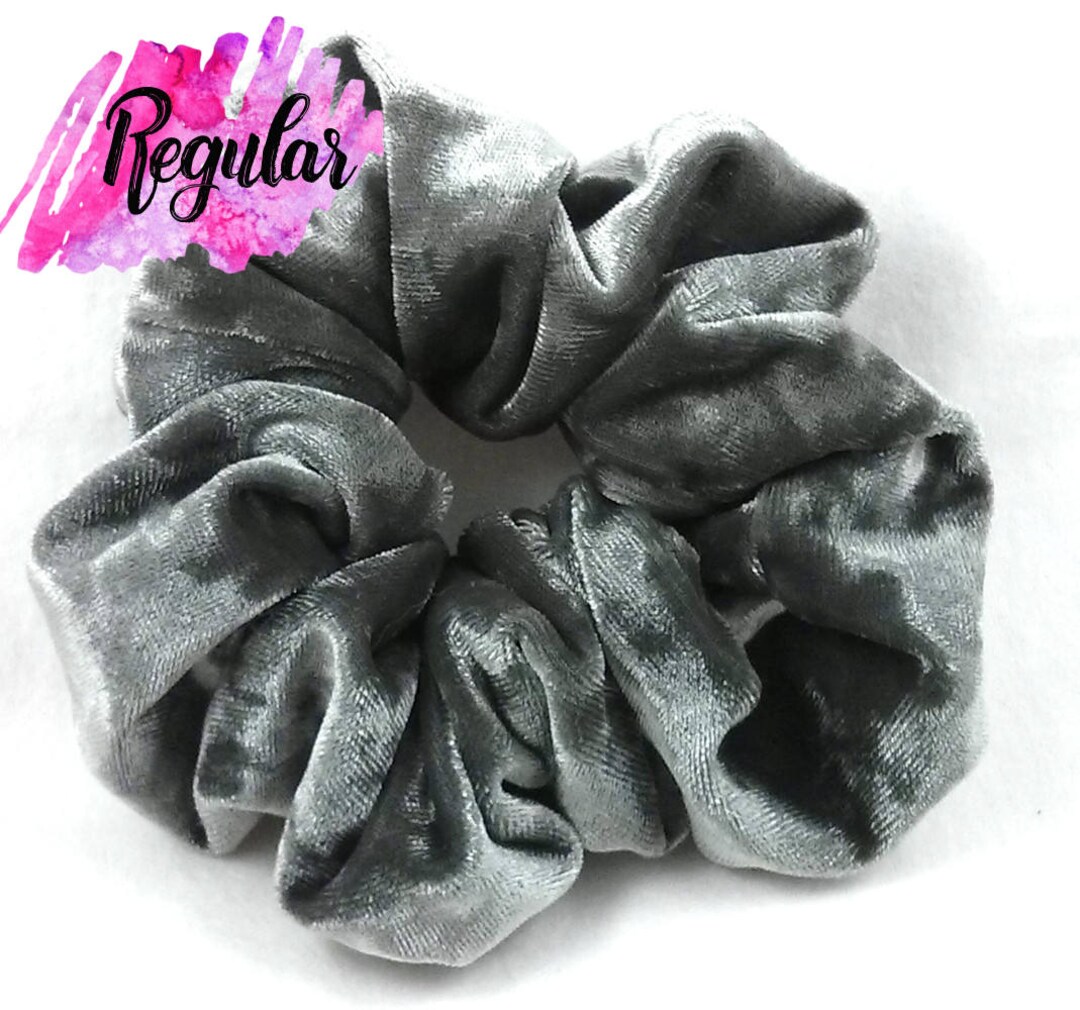 Charcoal Crushed Velvet Scrunchies Gray Hair Scrunchie - Etsy