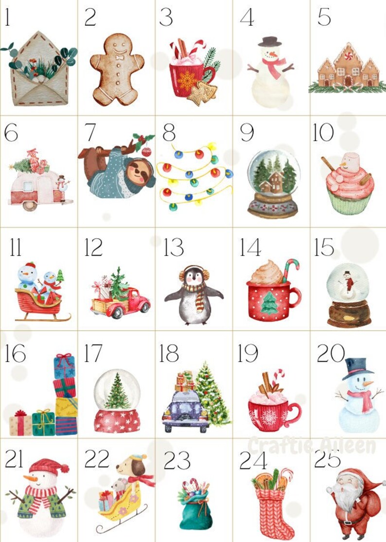 Advent Calendar Printable Tags Advent Calendars for Kids - Etsy