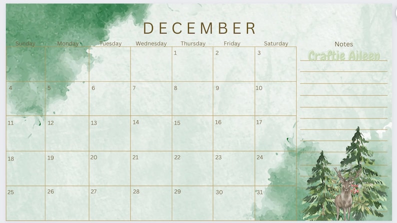 Printable December 2022 Calendar Cute Christmas Winter - Etsy