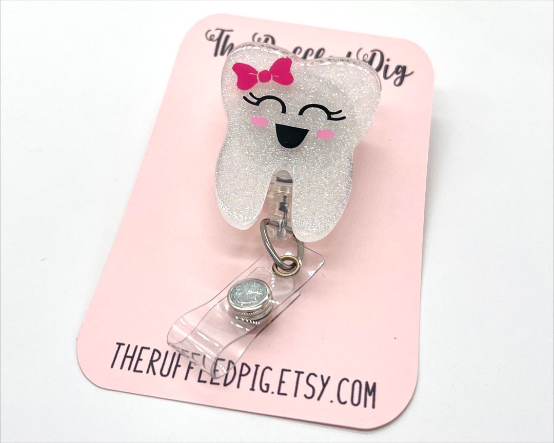 Cute Tooth Badge Topper, Dental Hygiene Badge Reel for Pediatric ...