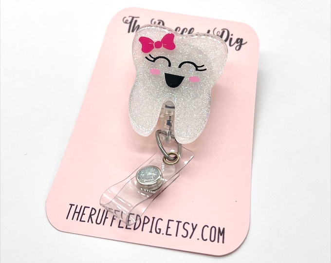 Tooth Retractable Badge Reel Dentist ID Holder Dental - Etsy