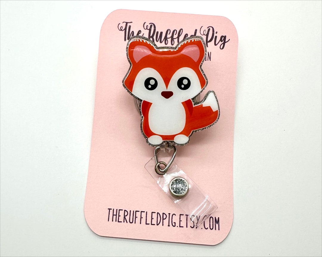 Red Fox Badge Reel for Student Nurse, Cute Badge Holders Retractable ...