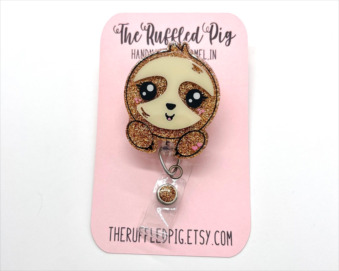 Cute Sloth Badge Reel, Lanyard, Retractable Clip, Carabiner ...