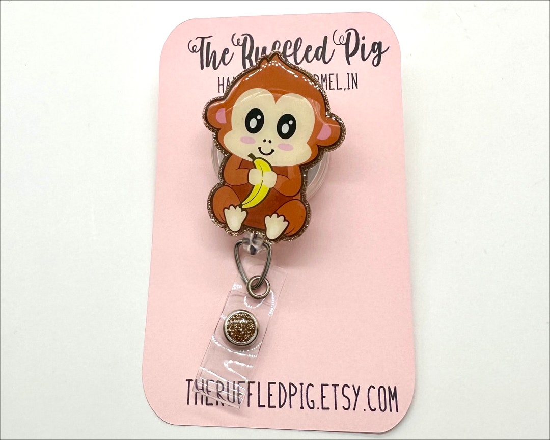 Baby Monkey Badge Reel Cute Monkey Badge Holder for School, Stocking ...