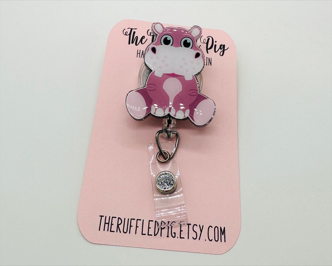 Hippo Retractable Badge Reel, Nurse ID Holder, RN Key Card, Teacher ...