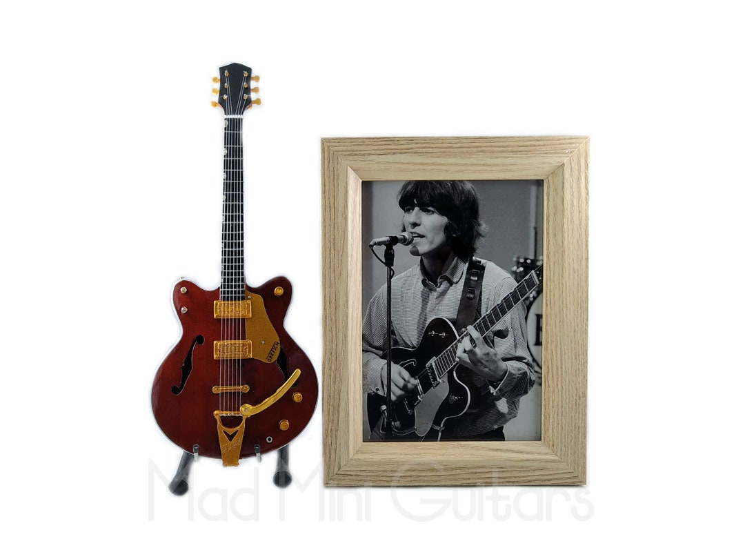 Miniature Guitar GEORGE HARRISON With Stand + Photo + Frame 5X7 - Etsy