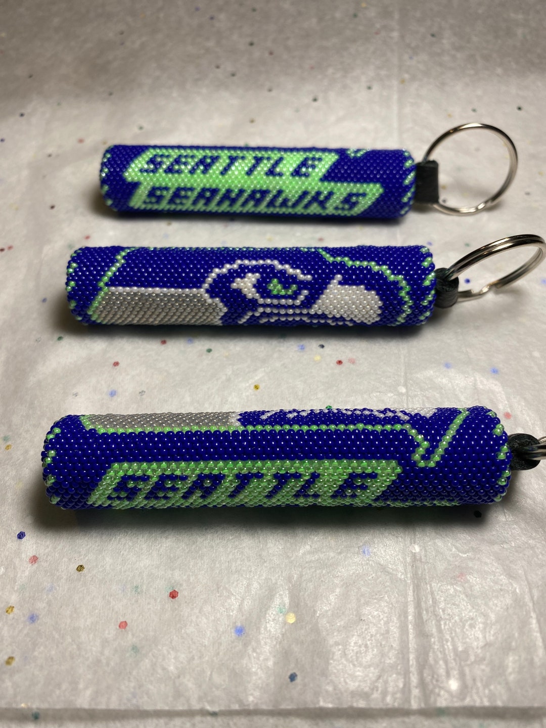 Seattle Seahawks Hand Beaded Keychain Seahawks Key Fob Sold - Etsy